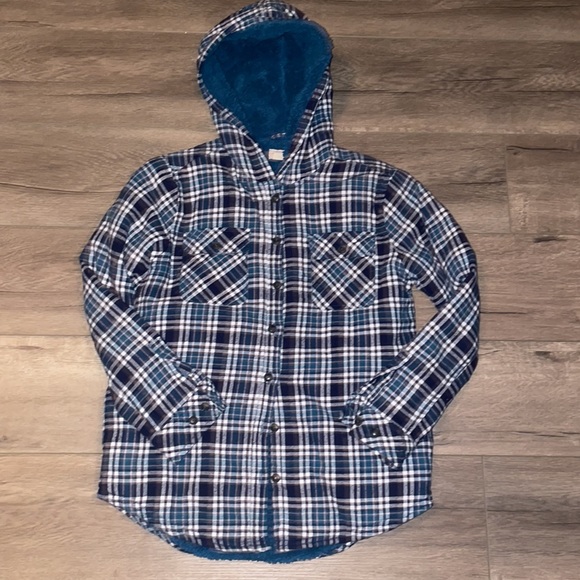 Boston Traders | Jackets & Coats | Boston Traders Blue Hooded Flannel ...